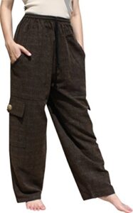 raanpahmuang working cargo pant 4 pockets 100% cotton comfy fit side leg pockets, xx-large, chenamai brown