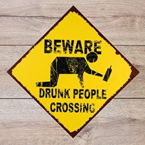 Ohio Wholesale Funny Drunk People Crossing Yellow Warning Sign Metal