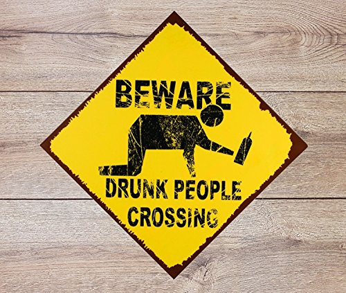 Ohio Wholesale Funny Drunk People Crossing Yellow Warning Sign Metal