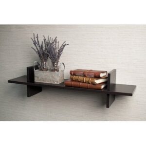 danya b bm13614 decorative h shaped wall shelf, espresso