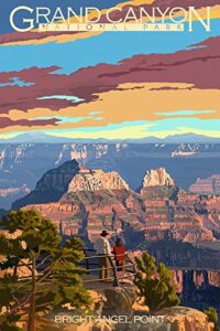 grand canyon national park, arizona, painterly series, bright angel point (9×12 wall art print, home decor)