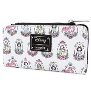 Loungefly x Disney Princess Portraits Allover-Print Faux Leather Wallet (White Multi, One Size)