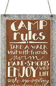 Primitives by Kathy 26839 Lake & Cabin Sign, 5.25 x 9.5-Inch, Camp Rules