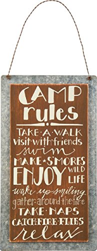 Primitives by Kathy 26839 Lake & Cabin Sign, 5.25 x 9.5-Inch, Camp Rules