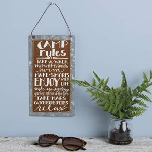 Primitives by Kathy 26839 Lake & Cabin Sign, 5.25 x 9.5-Inch, Camp Rules