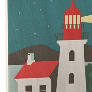 Sandy Hook, New Jersey, Go Explore, Lighthouse, Vector Style Birch Wood Wall Sign (10x15 Rustic Home Decor, Ready to Hang Art)