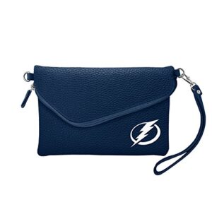 littlearth womens nhl tampa bay lightning pebble fold over crossbody purse, team color, 6”x 9″ x 0.75”