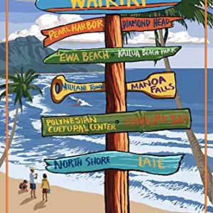 Oahu, Hawaii, Signpost (16x24 Giclee Gallery Art Print, Vivid Textured Wall Decor)