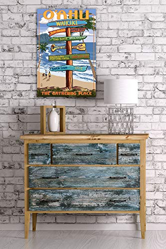 Oahu, Hawaii, Signpost (16x24 Giclee Gallery Art Print, Vivid Textured Wall Decor)