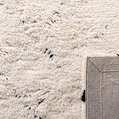 SAFAVIEH Casablanca Shag Collection 8' x 10' Ivory / Black CSB914A Handmade Moroccan Boho Premium Wool 1.2-inch Thick Area Rug