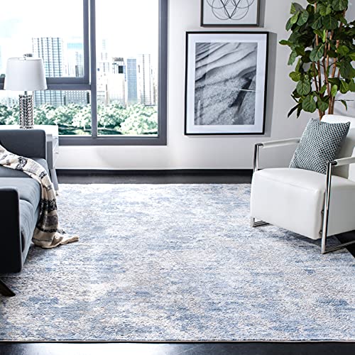 SAFAVIEH Amelia Collection 8' x 10' Grey/Blue ALA705F Modern Abstract Non-Shedding Living Room Bedroom Dining Home Office Area Rug