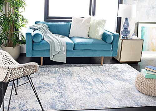 SAFAVIEH Amelia Collection 8' x 10' Grey/Blue ALA705F Modern Abstract Non-Shedding Living Room Bedroom Dining Home Office Area Rug