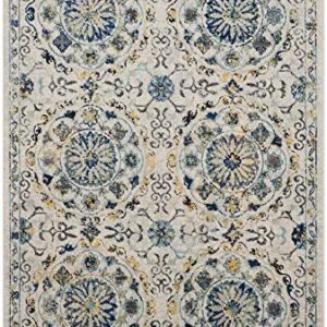 SAFAVIEH Evoke Collection 5'1" x 7'6" Ivory/Blue EVK252C Boho Non-Shedding Living Room Bedroom Area Rug