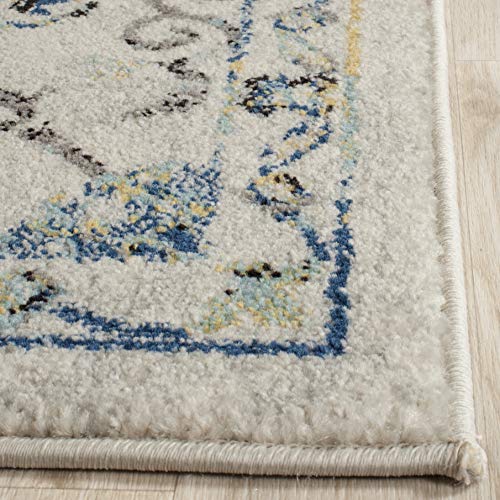 SAFAVIEH Evoke Collection 5'1" x 7'6" Ivory/Blue EVK252C Boho Non-Shedding Living Room Bedroom Area Rug