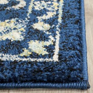 SAFAVIEH Evoke Collection 5'1" x 7'6" Ivory/Blue EVK252C Boho Non-Shedding Living Room Bedroom Area Rug