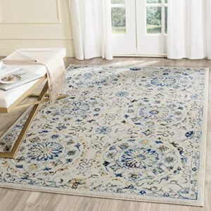 SAFAVIEH Evoke Collection 5'1" x 7'6" Ivory/Blue EVK252C Boho Non-Shedding Living Room Bedroom Area Rug