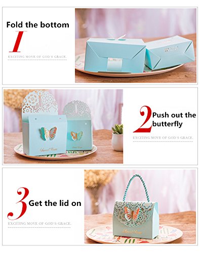 Eyxia Wedding Favor Boxes Flower Laser Cut Party Favors Bags Baby Shower Candy Gift Box Set Butterfly Event Decoration with Ribbons Wholesale 20pcs Pink