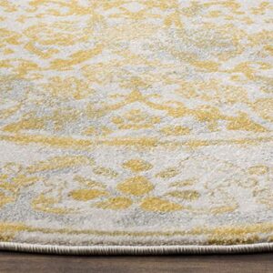 SAFAVIEH Evoke Collection 6'7" Round Ivory/Gold EVK242S Non-Shedding Dining Room Entryway Foyer Living Room Bedroom Area Rug