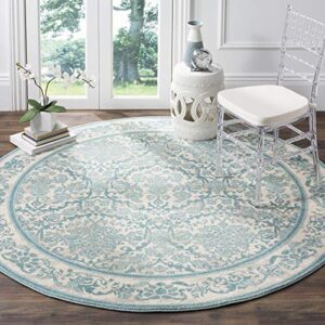 SAFAVIEH Evoke Collection 6'7" Round Ivory/Gold EVK242S Non-Shedding Dining Room Entryway Foyer Living Room Bedroom Area Rug