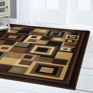 home dynamix catalina virginia abstract area rug, geometric black/brown 3’3″x5’2″