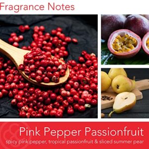 Colonial Candle Pink Pepper Passionfruit Scented Jar Candle, Pop of Color Collection, 3 Wick, Red, 14.5 oz - Up to 60 Hours Burn