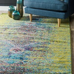 Unique Loom Vita Collection Saturated Over-Dyed Traditional Gradient Area Rug, 2 ft 2 in x 3 ft, Olive/Yellow