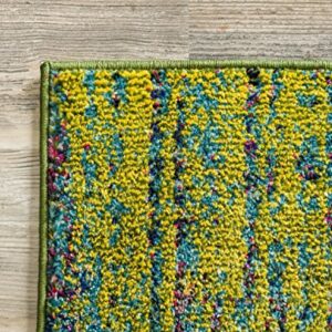 Unique Loom Vita Collection Saturated Over-Dyed Traditional Gradient Area Rug, 2 ft 2 in x 3 ft, Olive/Yellow