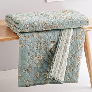 Levtex Home Lyon Teal Quilted Throw Ivory, Teal