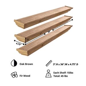 kieragrace Muskoka Fitz Wood Shelves - Walnut, 36", Set of 3