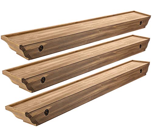 kieragrace Muskoka Fitz Wood Shelves - Walnut, 36", Set of 3