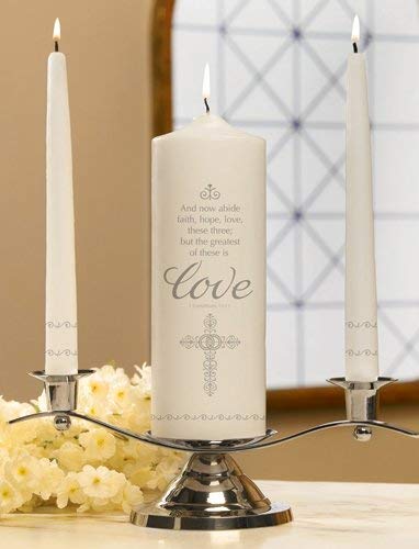 Faith, Hope and Love Unity Candle Set, 9 Inch x 3 Inch