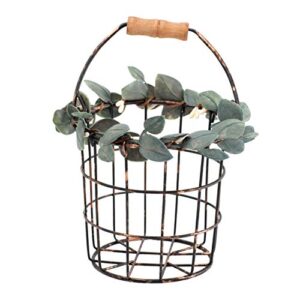 petite bronze flower girl basket – metal wedding basket w/wood handle – flower petal basket – rustic flower girl basket by ragga wedding