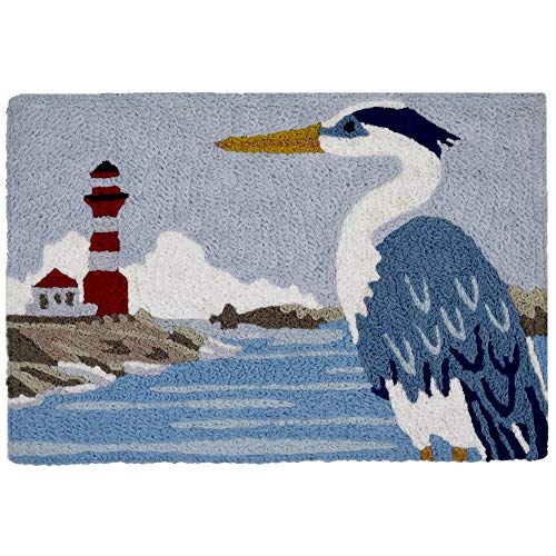 Jellybean Heron and Lighthouse Indoor/Outdoor Machine Washable 20" x 30" Accent Rug