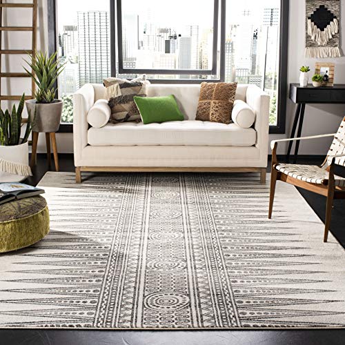 SAFAVIEH Evoke Collection 11' x 15' Ivory/Grey EVK226D Boho Non-Shedding Living Room Bedroom Dining Home Office Area Rug