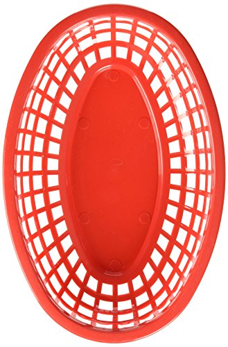 Tablecraft (1074R) – Oval Plastic Baskets, Red (Pack of 12)