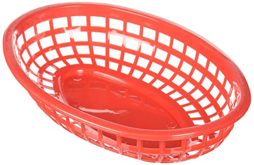 Tablecraft (1074R) – Oval Plastic Baskets, Red (Pack of 12)