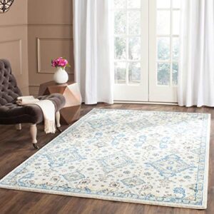 safavieh evoke collection 6’7″ x 9′ ivory / light blue evk224c boho oriental non-shedding living room bedroom dining home office area rug