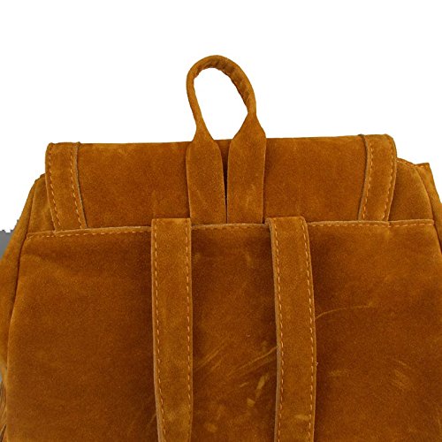 Donalworld Women Tassel Backpack Book Travel Drawstring PU Leather Bag Brown