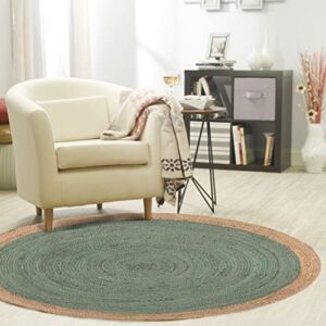 fab habitat essentials braided area rug – teal – handwoven, natural fiber, soft underfoot – natural jute – bedroom, living room, dining room – 5ft round