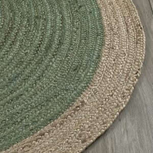 Fab Habitat Essentials Braided Area Rug - Teal - Handwoven, Natural Fiber, Soft Underfoot - Natural Jute - Bedroom, Living Room, Dining Room - 5ft Round