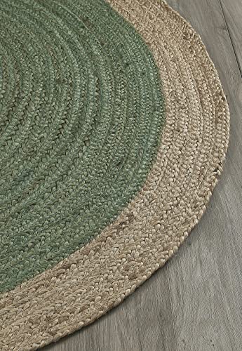 Fab Habitat Essentials Braided Area Rug - Teal - Handwoven, Natural Fiber, Soft Underfoot - Natural Jute - Bedroom, Living Room, Dining Room - 5ft Round