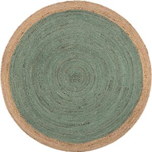 Fab Habitat Essentials Braided Area Rug - Teal - Handwoven, Natural Fiber, Soft Underfoot - Natural Jute - Bedroom, Living Room, Dining Room - 5ft Round