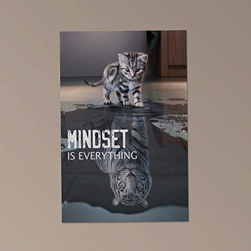 Mindset is Everything Poster Art Funny Cat Illustration Inspirational Poster Motivational Art Unframed Room Decor Printed Art Picture Mindset is Everything Cat 8" x 12"