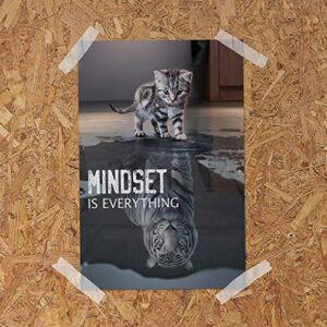 Mindset is Everything Poster Art Funny Cat Illustration Inspirational Poster Motivational Art Unframed Room Decor Printed Art Picture Mindset is Everything Cat 8" x 12"