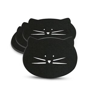 koolkatkoo drink absorbent cat mug coaster set for women girls felt material cute coffee cup coasters for cat lovers set of 4 black