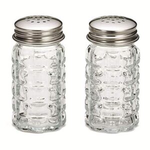 Tablecraft Nostalgia Glass Salt and Pepper Shakers with S/S Tops