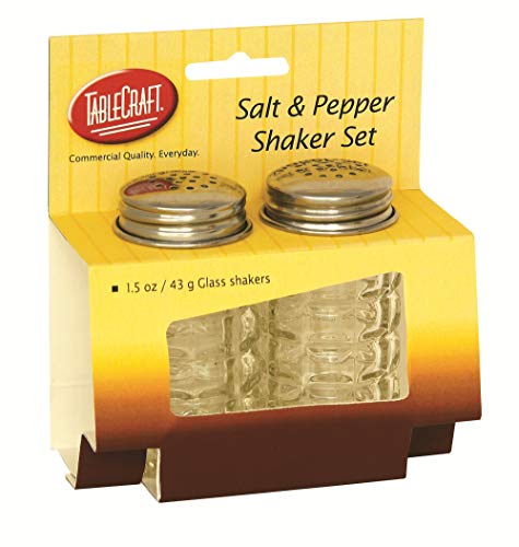 Tablecraft Nostalgia Glass Salt and Pepper Shakers with S/S Tops