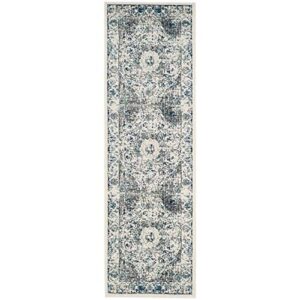 SAFAVIEH Evoke Collection 5'1" Round Ivory/Grey EVK220D Shabby Chic Oriental Medallion Non-Shedding Dining Room Entryway Foyer Living Room Bedroom Area Rug