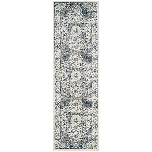 SAFAVIEH Evoke Collection 5'1" Round Ivory/Grey EVK220D Shabby Chic Oriental Medallion Non-Shedding Dining Room Entryway Foyer Living Room Bedroom Area Rug