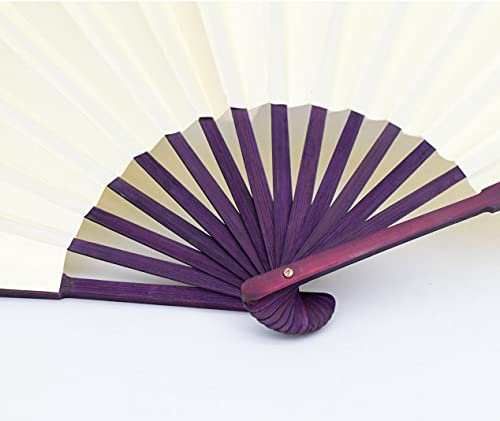 Folding Fan China Fan,Hand Fans with Traditional Chinese Arts (Cream) 13inch